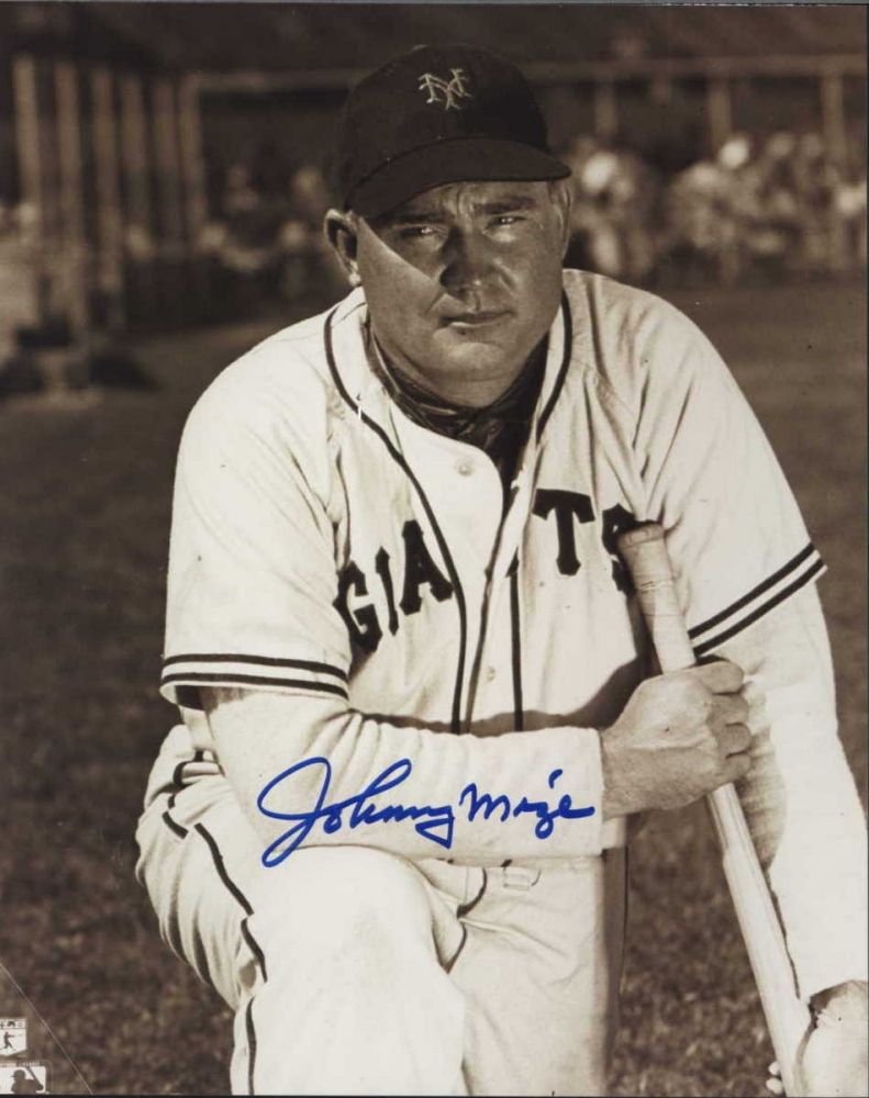 Johnny Mize Signed 8x10 Giants Photo (PA LOA)