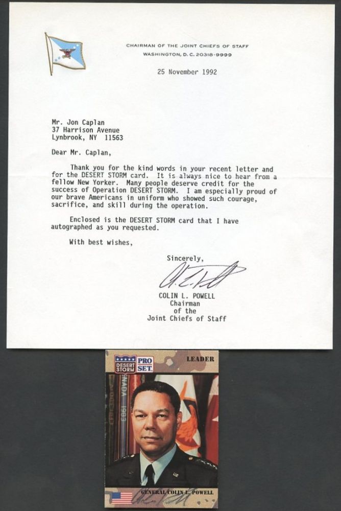Lot of (2) General Colin Powell Signed Items with Letter & Card (R&R LOA)