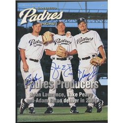 Brian Lawrence, Jake Peavey & Adam Eaton Signed Padres Magazine (PA LOA)