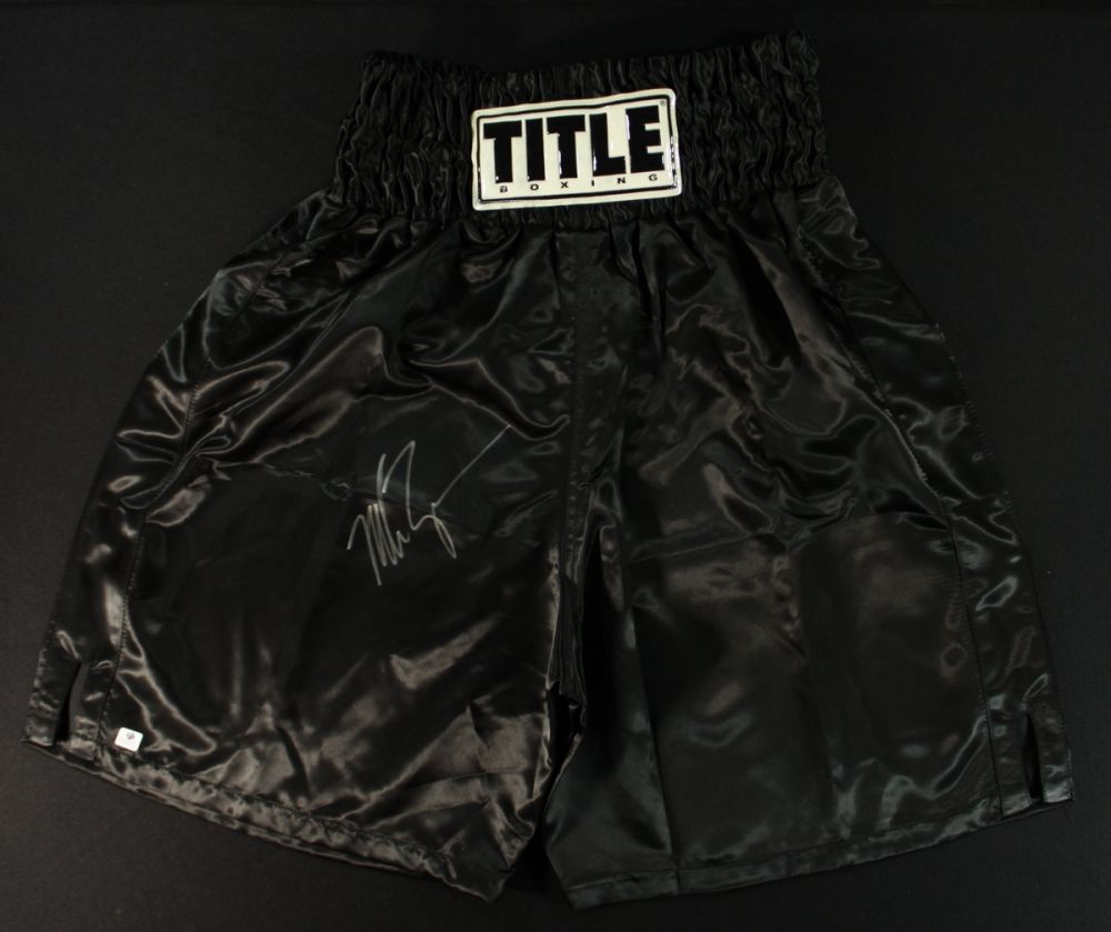 Mike Tyson Signed Title Boxing Shorts (GA COA)