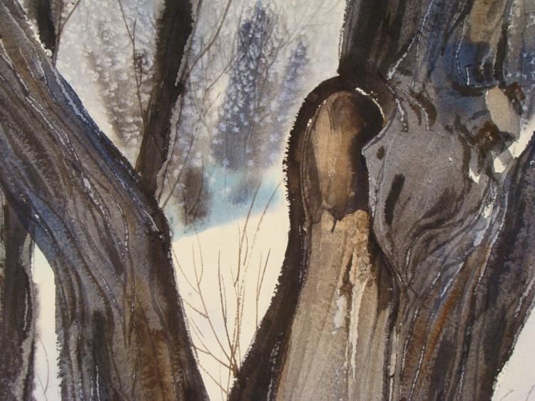 Al Stine Original Watercolor Painting Winter Tree