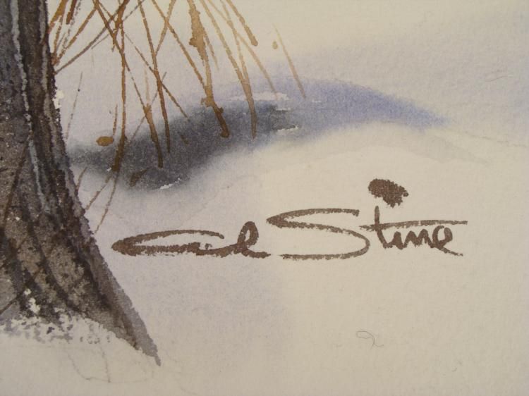 Al Stine Original Watercolor Painting Winter Tree