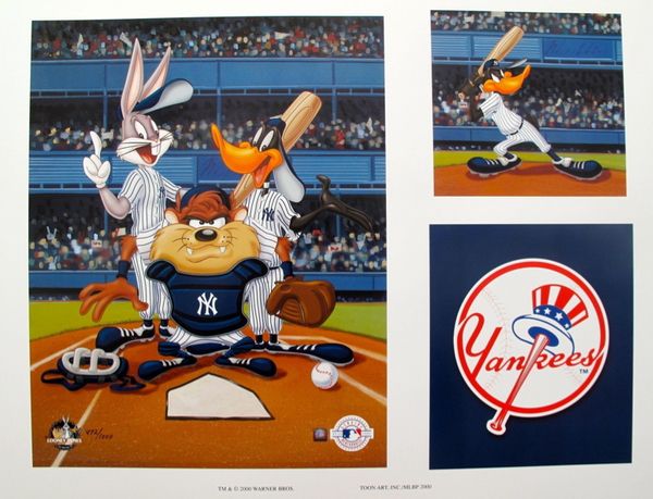 LOONEY TUNES N.Y. YANKEES BASEBALL LIMITED ED. LITHOGRAPH