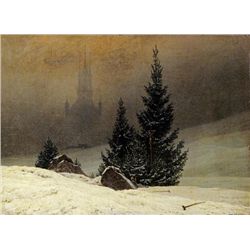 CASPAR DAVID FRIEDRICH - WINTER LANDSCAPE WITH A CHURCH