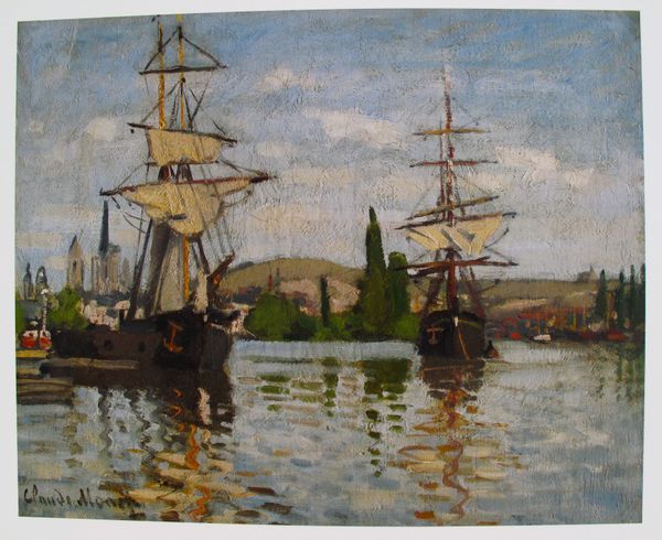 CLAUDE MONET SHIPS RIDING THE SEINE AT ROUEN PLATE SIGNED LITHOGRAPH