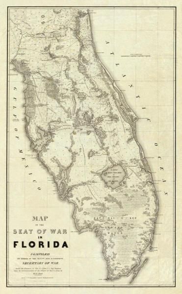 WASHINGTON HOOD - MAP OF THE SEAT OF WAR IN FLORIDA, 1838