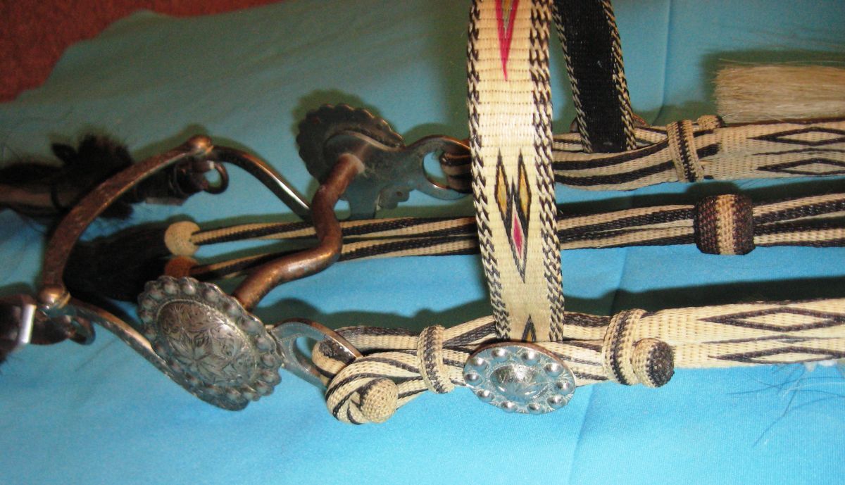 Horse hair bridle, Prison made, w/ sterling silver bit