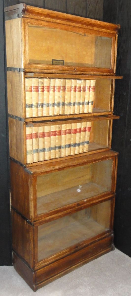 Oak barrister book case, 4 high, glass doors, excellent condition ...