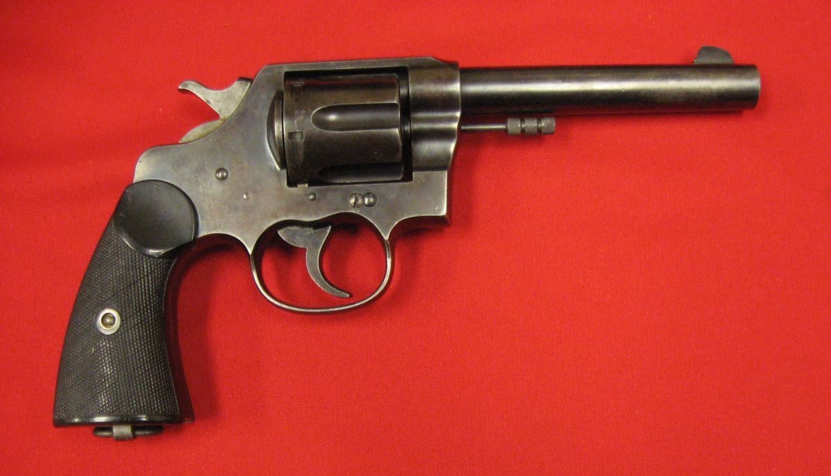 Colt New Service, .455 Eley, 5 ½” barrel, orig. British grips and proof ...