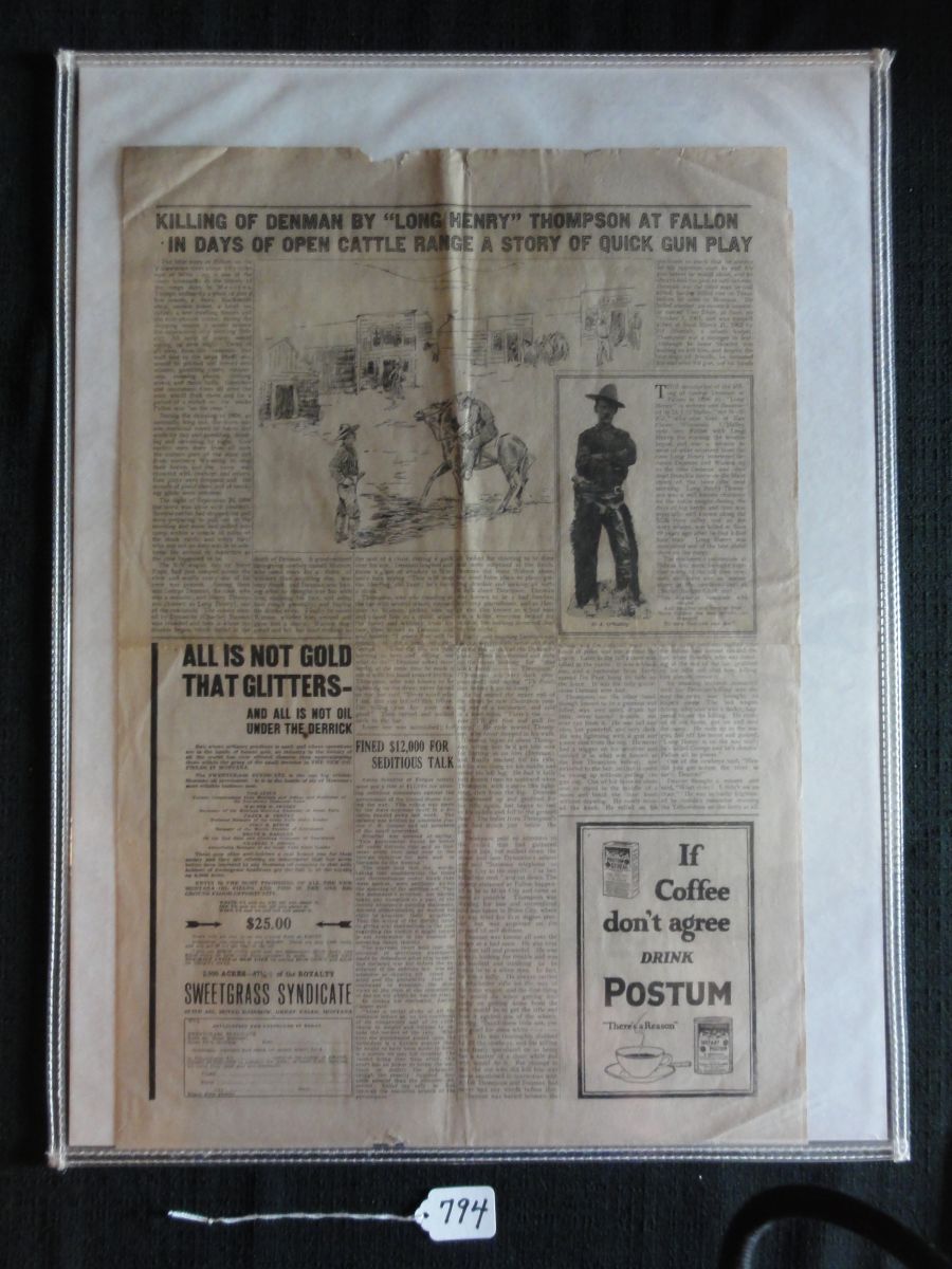 2 Newspapers: Rocky Mountain Husbandman, 8/30/38. Features the killing ...