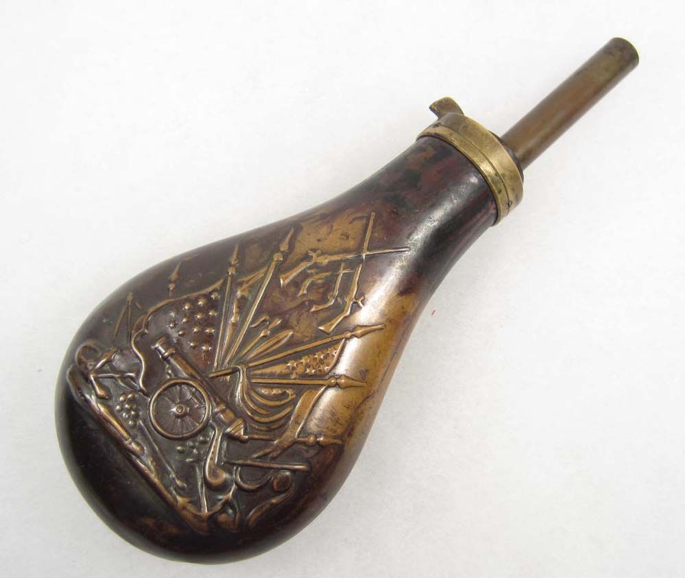 OLD WEST CIVIL WAR ERA MILITARY GUN POWDER FLASK