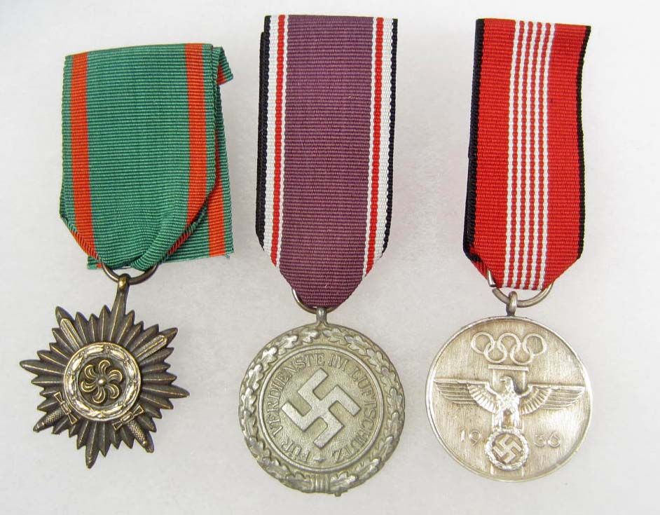 LOT OF 3 GERMAN NAZI MEDALS W/ RIBBONS