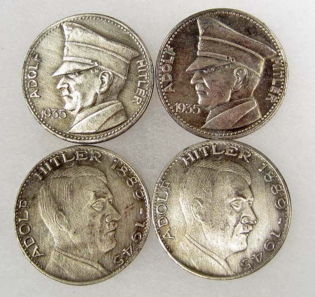 LOT OF 4 GERMAN NAZI HITLER COINS