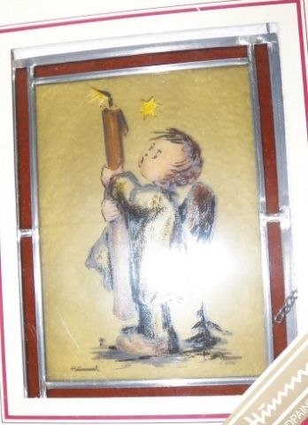 M.I. Hummel Stained Glass Windows 3-Hand Painted Hummel Stained Glass ...