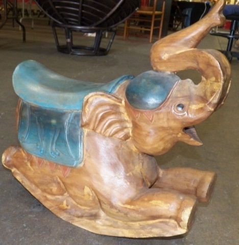 Solid Wood Rocking Elephant Solid Wood Carved Elephant Rocker approx ...