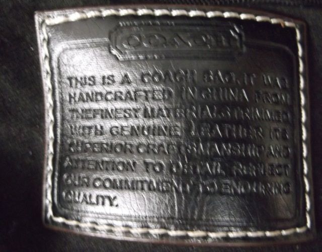 Black Coach Ladies Handbag f Has the official label in leather inside ...