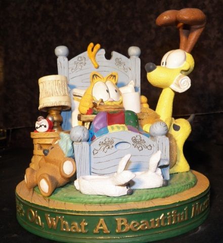 Hand Painted Porcelain Garfield Music Box