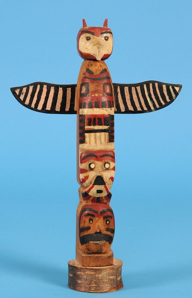 Salish Totem Carved with Three Figures ca. 1940's - Thorne Hop Farm ...