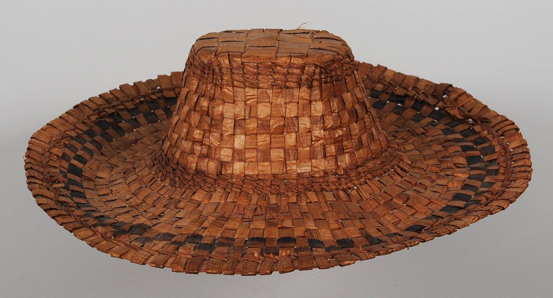 Haida Cedar Bark Hat Size Medium ca. 1960's 16" D. From the Estate of ...