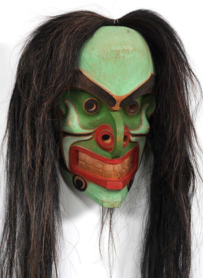 Kwagiulth Bukwus Mask Carved by Beau Dick - Alert Bay, B.C. 17 1/2" H ...