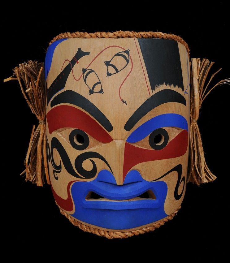 Nuu-chah-nulth Whaler Mask with Cedar Bark Trim Carved by Douglas David ...
