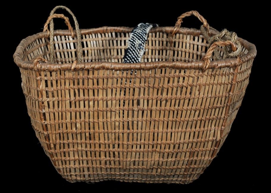Makah Clam Basket with Tumpline 16" L. 12" W. 10" H. Good Condition