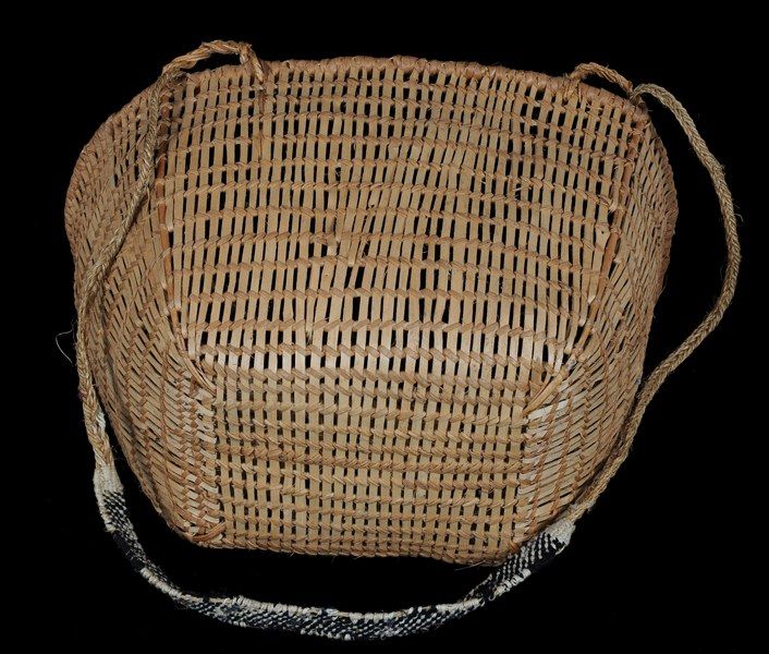 Makah Clam Basket with Tumpline 16" L. 12" W. 10" H. Good Condition