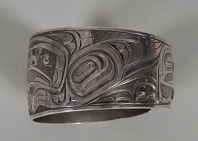 Charles Edenshaw Coin Silver Bracelet with Broken Beak Design ...