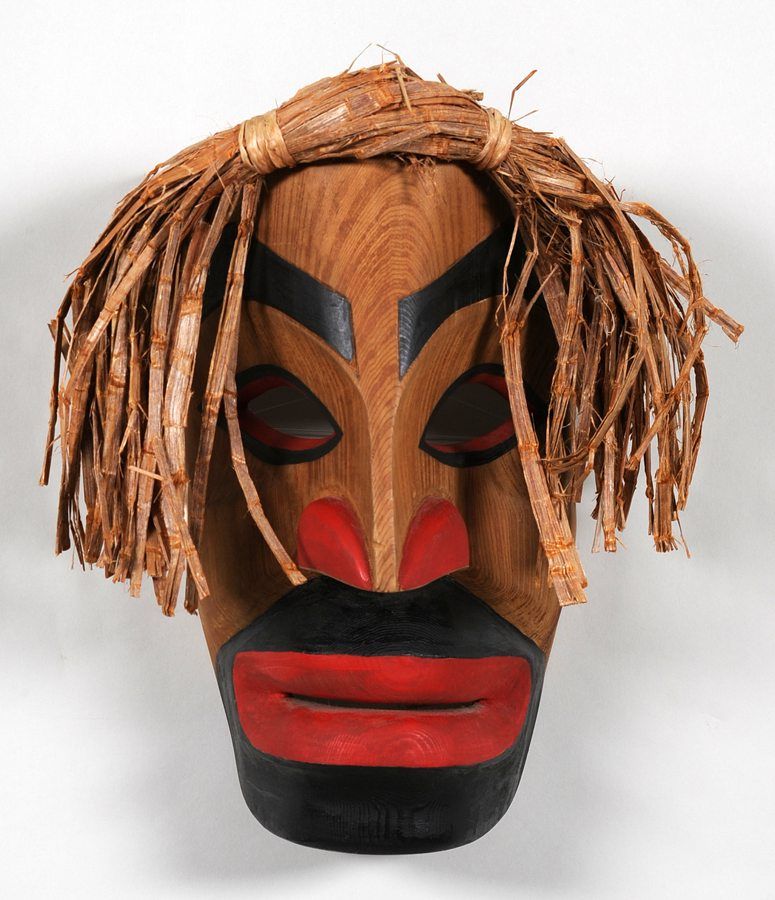 Ben David Nuu-chah-nulth Portrait Mask with Cedar Bark Trim 1981 9 3/4 ...