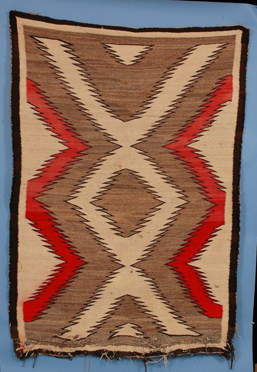 Early Granado Navajo Rug Outline Style ca. 1940's 45 1/2"x 65" As Is