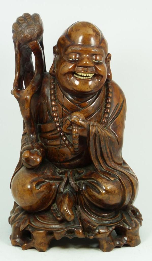 ANTIQUE CHINESE CARVED WOOD HOTEI FIGURE