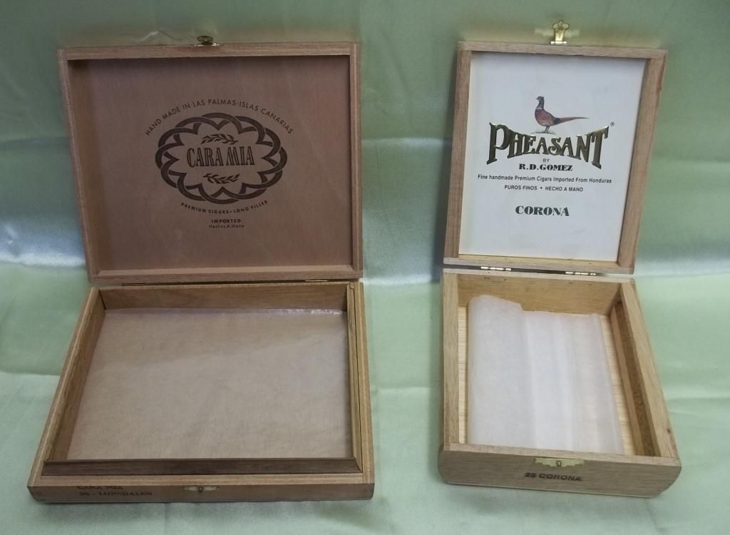 6 Assorted Wood Cigar Boxes - 5 Hinged Lids