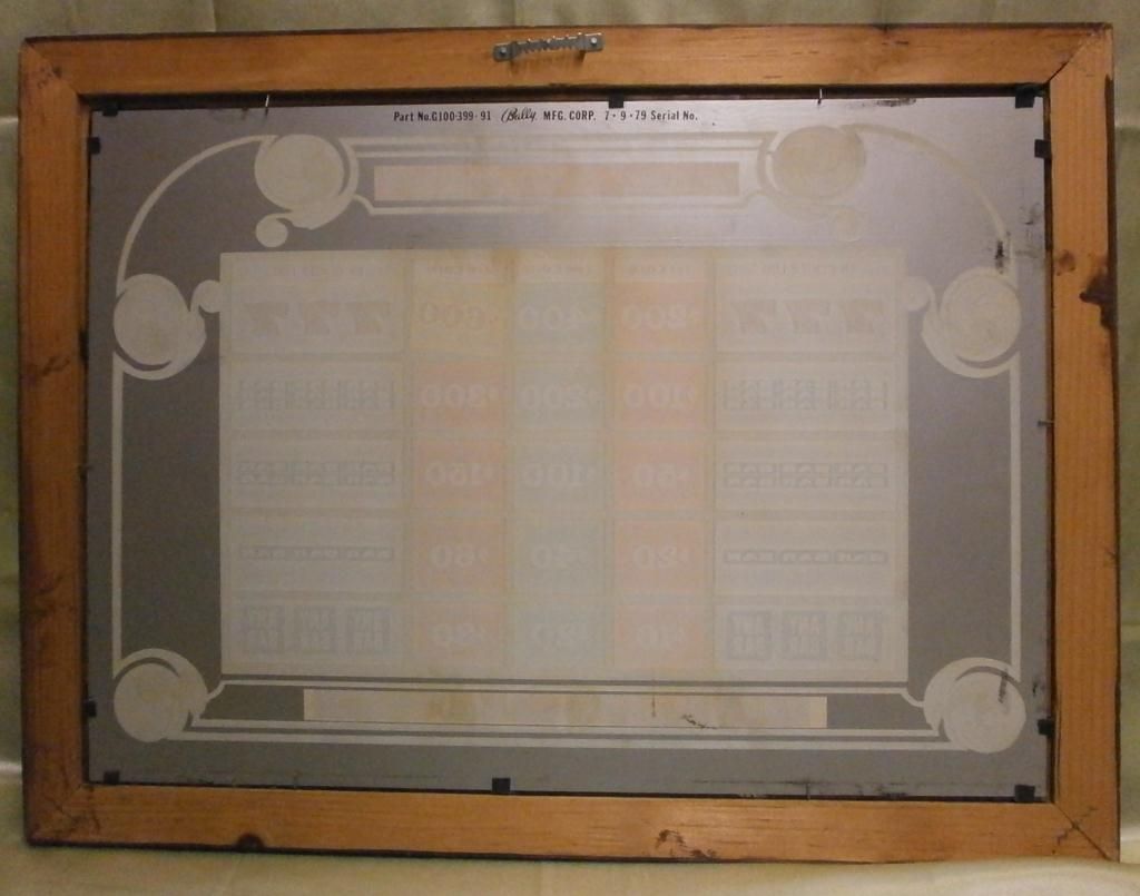 Bally G100-399-91 Slot Machine Marquis Glass