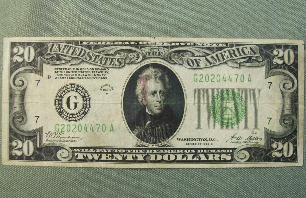 Series 1928B $20 Federal Reserve Note - Green Seal