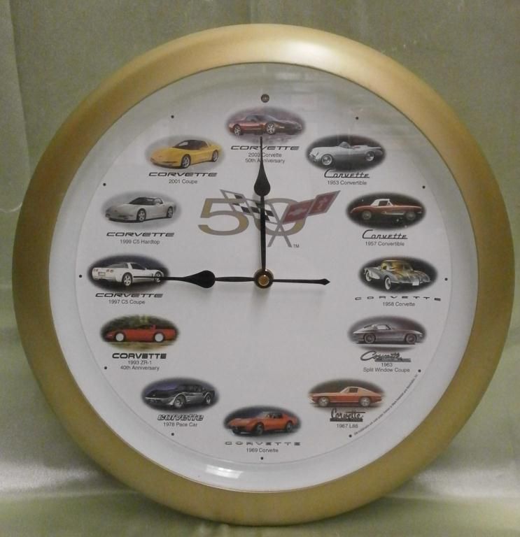 50th Anniversary Corvette Clock w/Engine Sounds