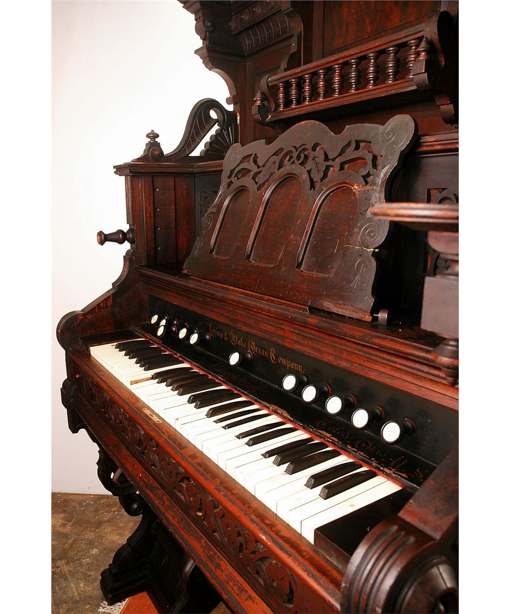 Antique Victorian Loring & Blake Palace Pump Pedal Organ