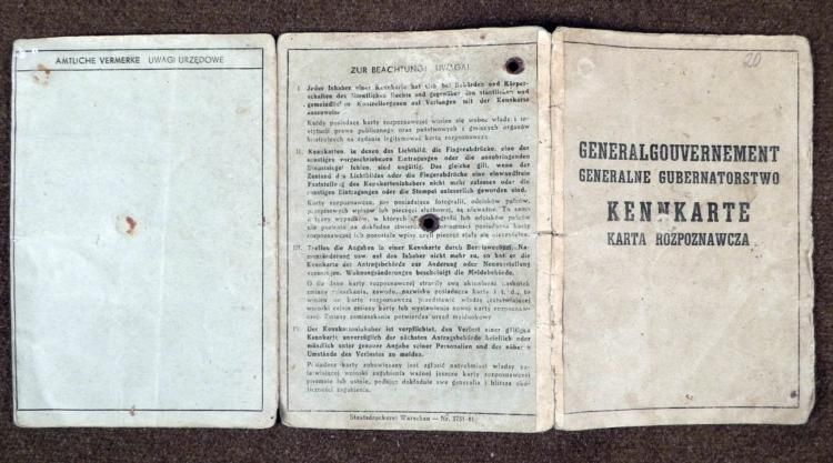 NAZI KENNKARTE ID PAPERS FOR AN OCCUPIED POLAND WOMAN
