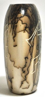 Acoma Pueblo Fish & Kokopelli Etched Horsehair Pottery - Gary Yellow ...