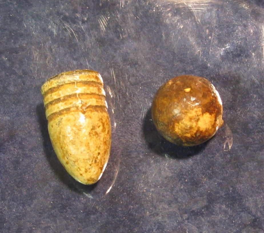 541. 1861-1865 Genuine Civil War Musket Ball & .57 Caliber Enfield Bullet.