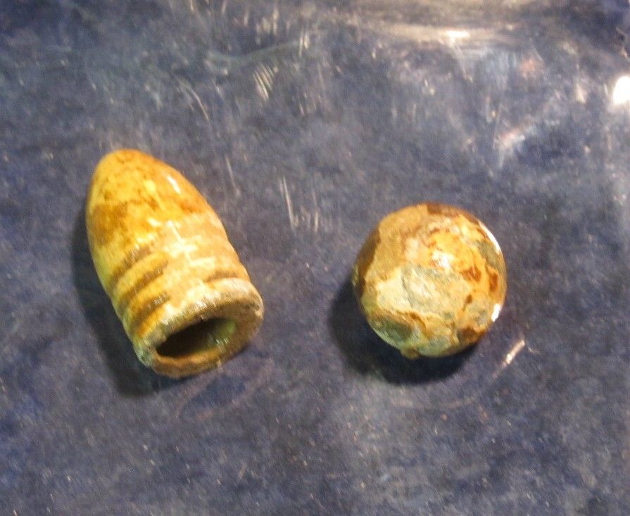 541. 1861-1865 Genuine Civil War Musket Ball & .57 Caliber Enfield Bullet.