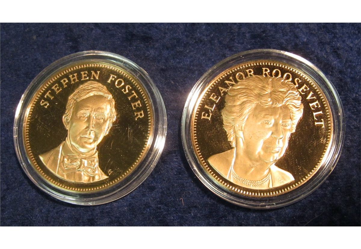 1455. 1976 Eleanor Roosevelt & Stephen Foster Franklin Mint Gallery of ...