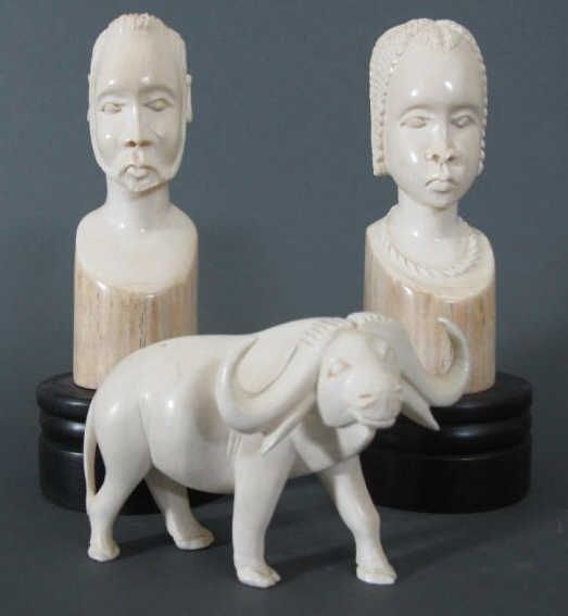 AFRICAN IVORY SCULPTURE LOT