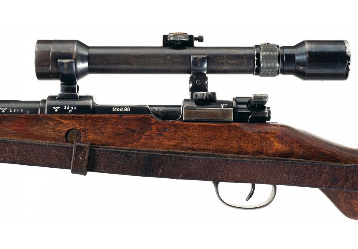 World War Ii Nazi Mauser 98k Double Claw Type Scoped Rifle With Commercial Scope