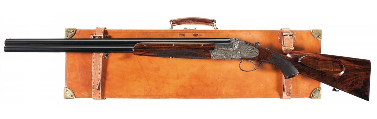 Extraordinary Engraved Gebruder Merkel Over/Under Shotgun with Leather ...