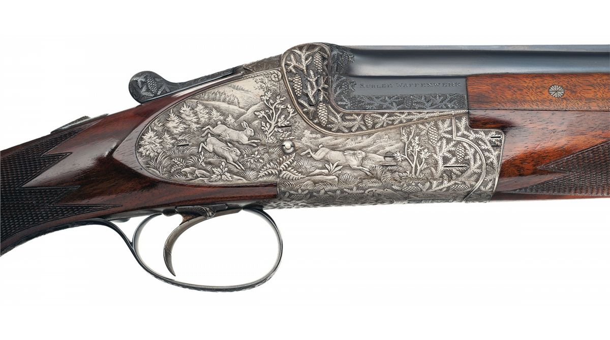 Extraordinary Engraved Gebruder Merkel Over/Under Shotgun with Leather ...