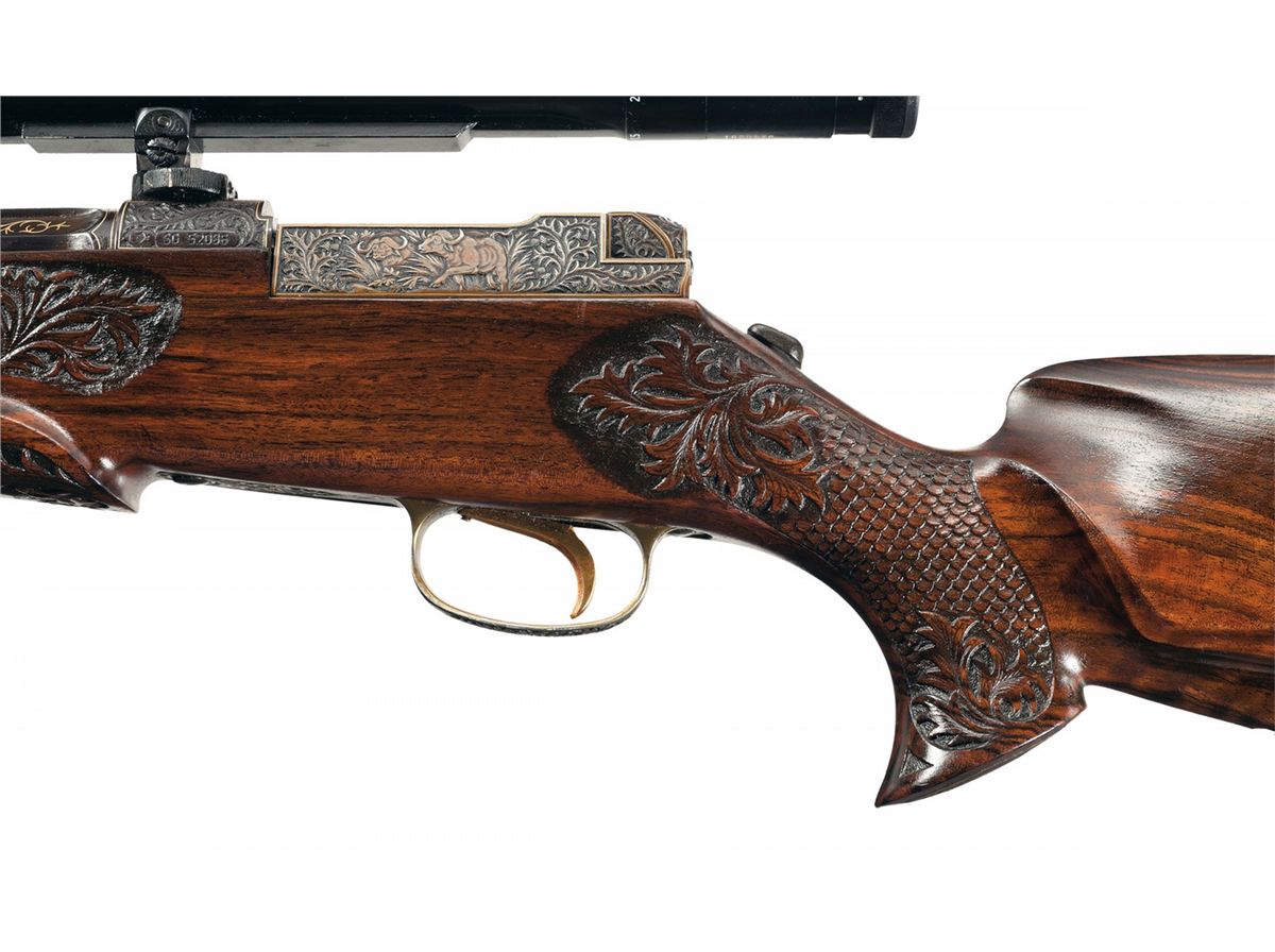Magnificent Engraved Gold Inlaid Mauser Model 66S Bolt Action Rifle ...