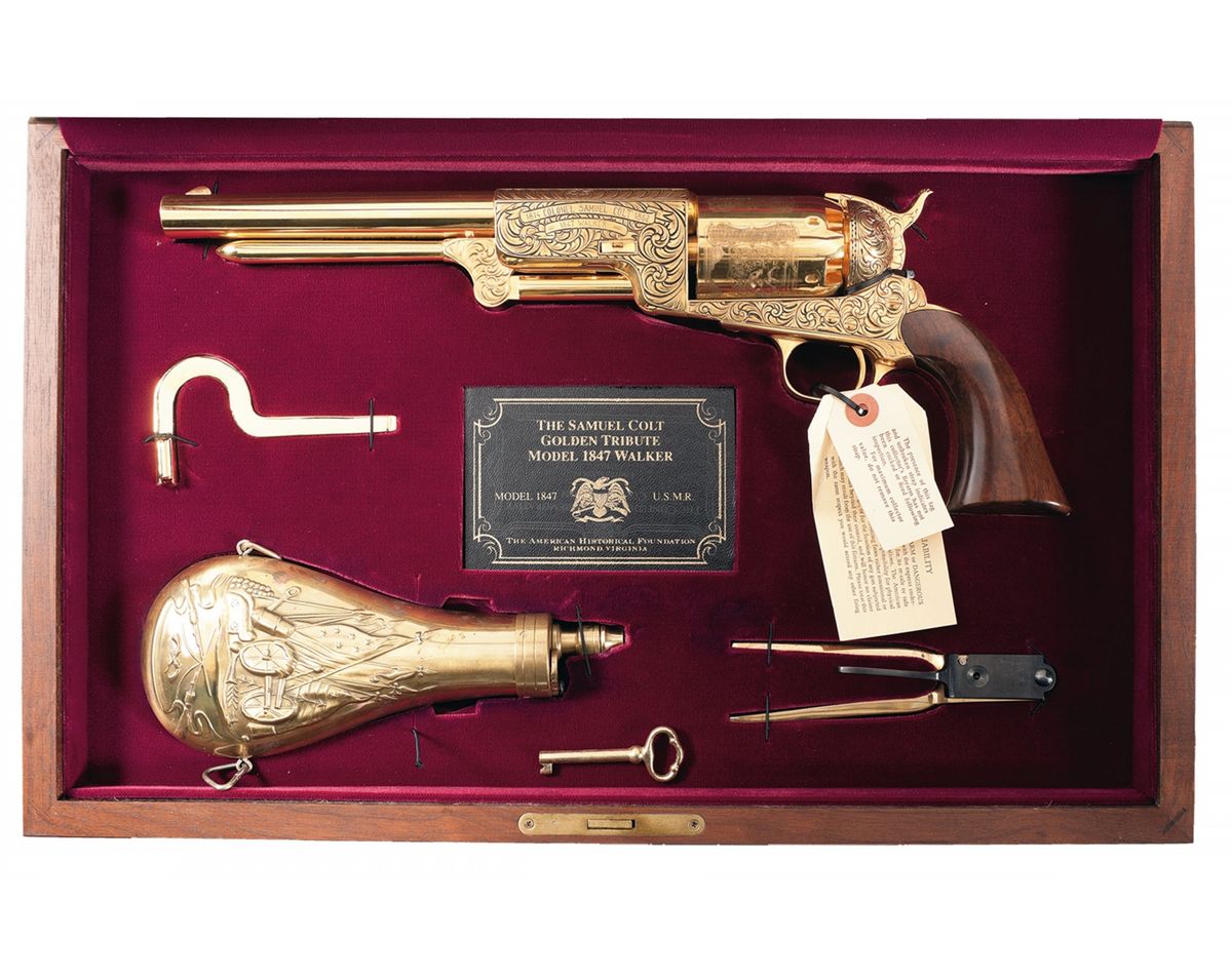 Cased American Historical Foundation Samuel Colt Golden Tribute Model ...