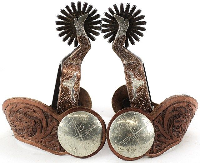 Pair MJ Clark Aladdin Wyoming marked lady leg spur