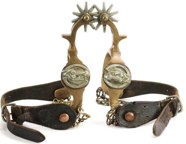 Pair Buermann horse head Hercules bronze spurs