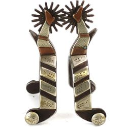 Pair single mount lady leg spurs marked